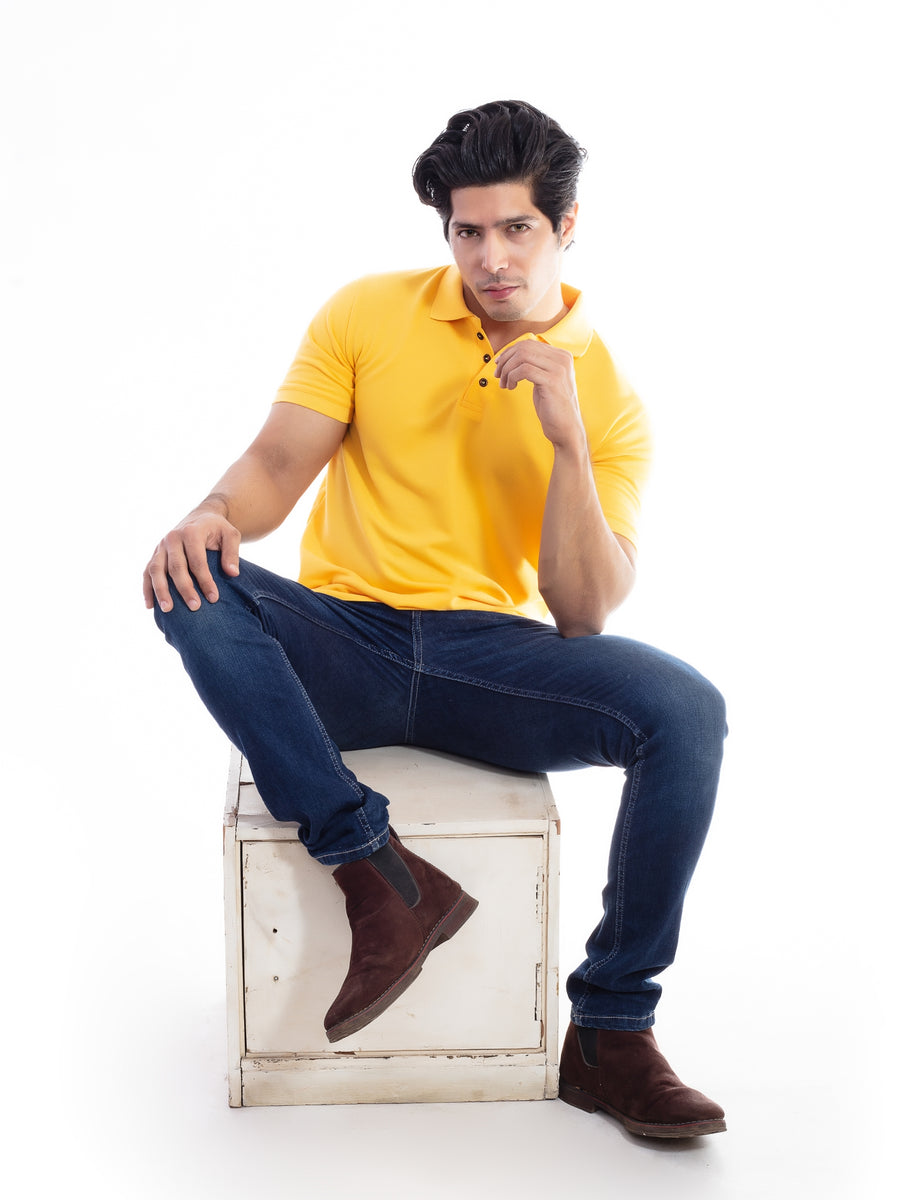 Men's Mustard Yellow Polo Collar T-shirt.– Neuronlifestyle