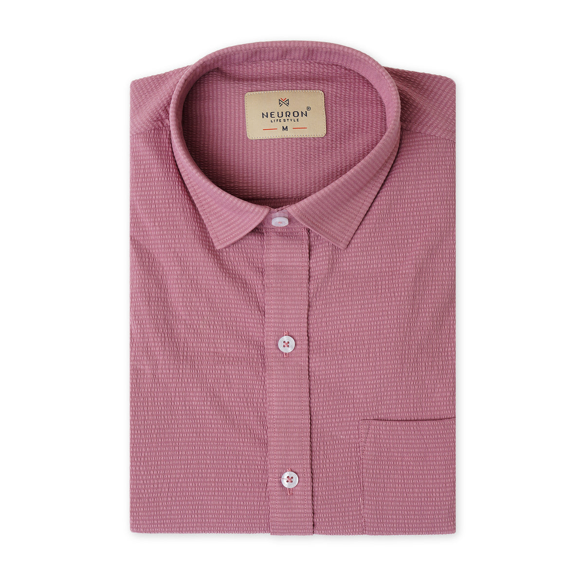 Mauve Pink Popcorn Solid Half Sleeves Shirt– Neuronlifestyle