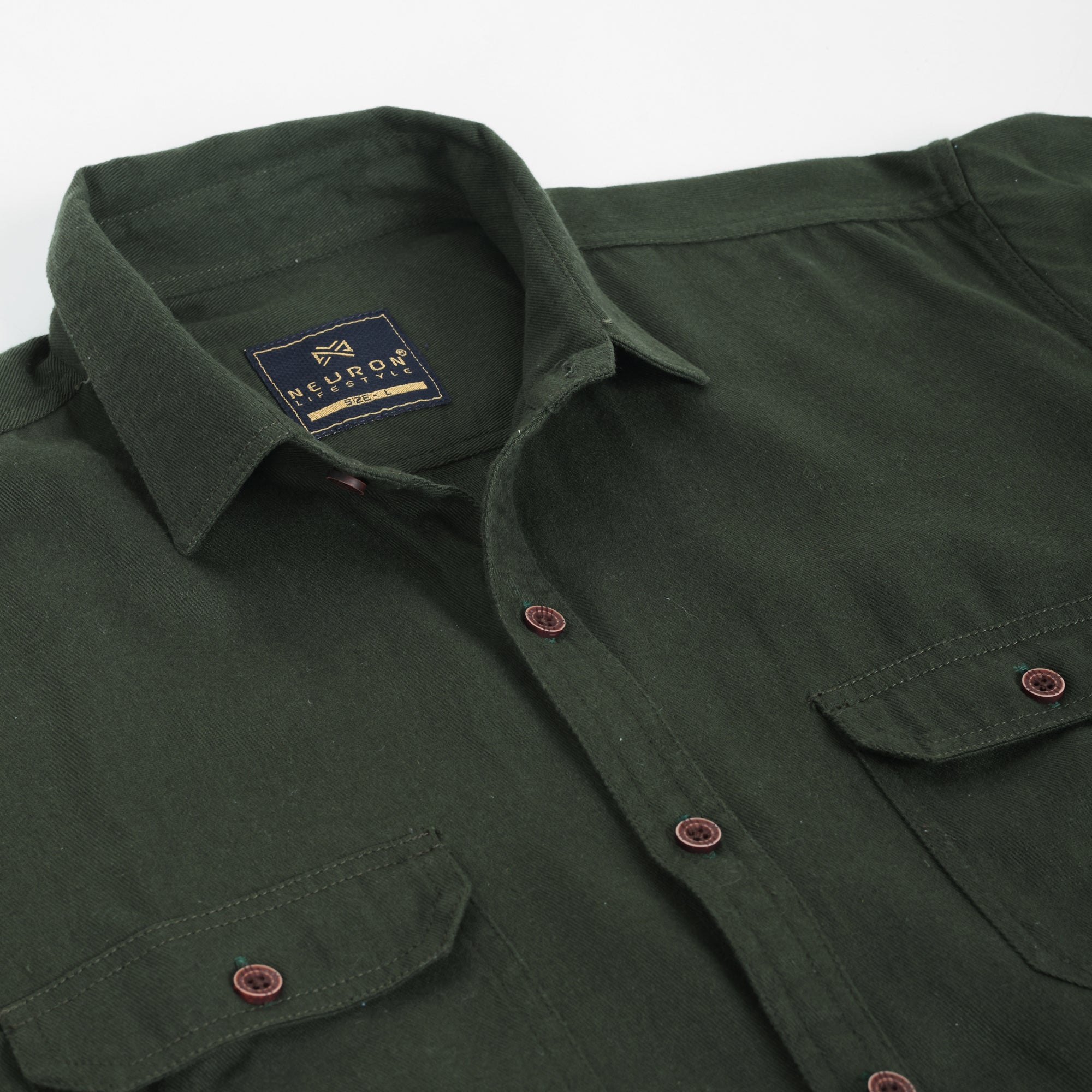 Men's Olive Green Double Pocket Casual Shirt– Neuronlifestyle